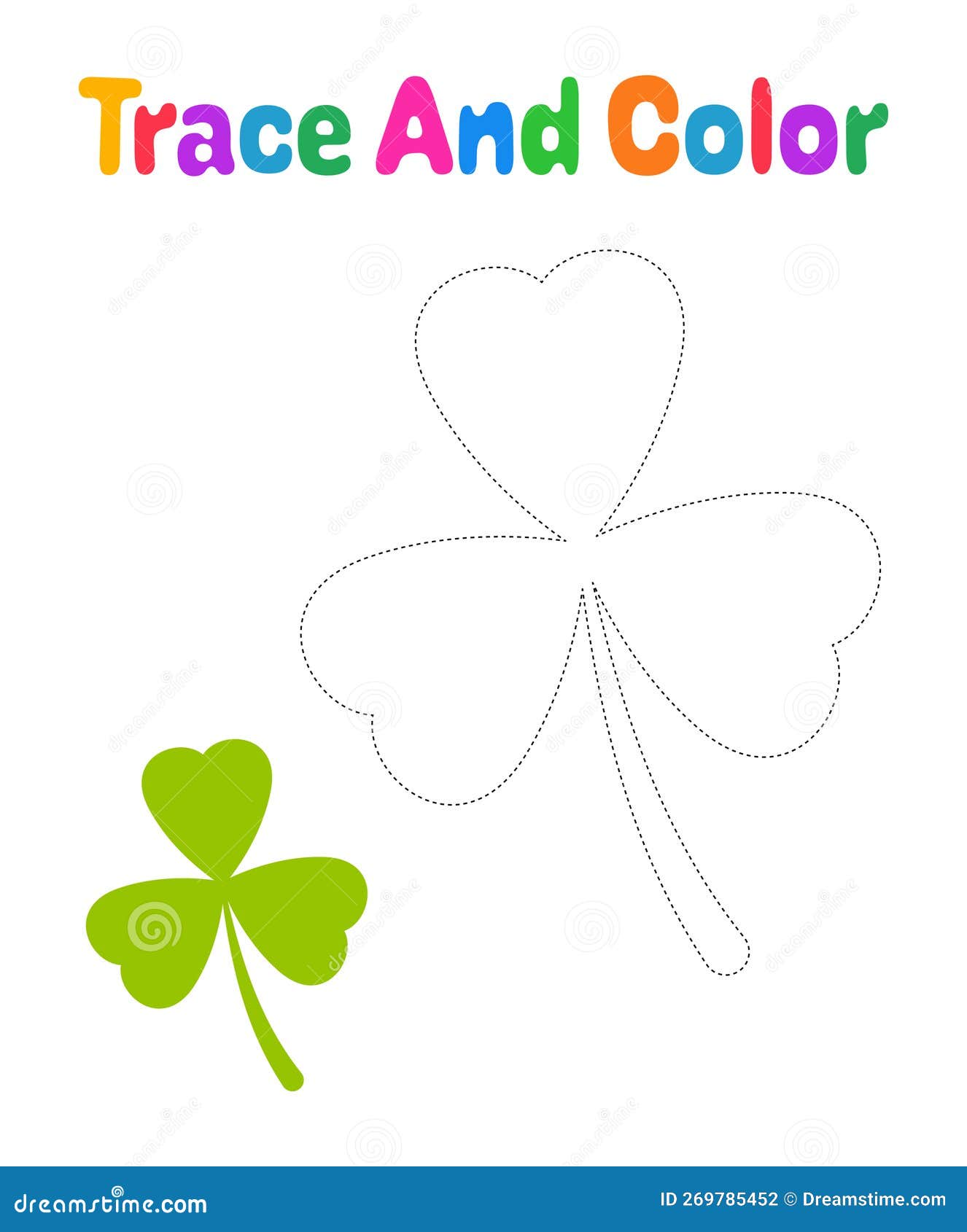 Clover Leaf Tracing Worksheet for Kids Stock Vector - Illustration of ...