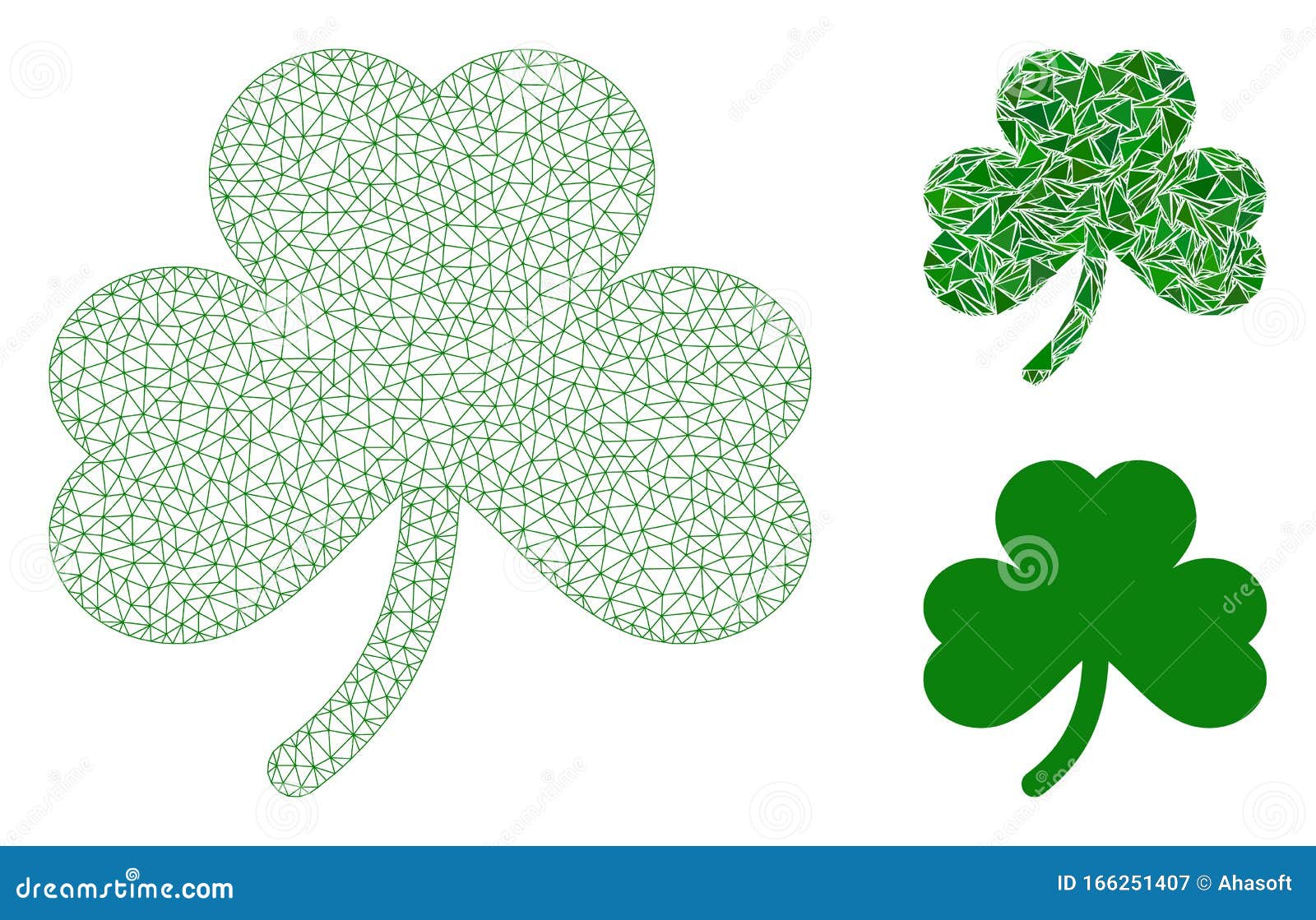 Clover Leaf Vector Mesh 2D Model and Triangle Mosaic Icon Stock Vector ...