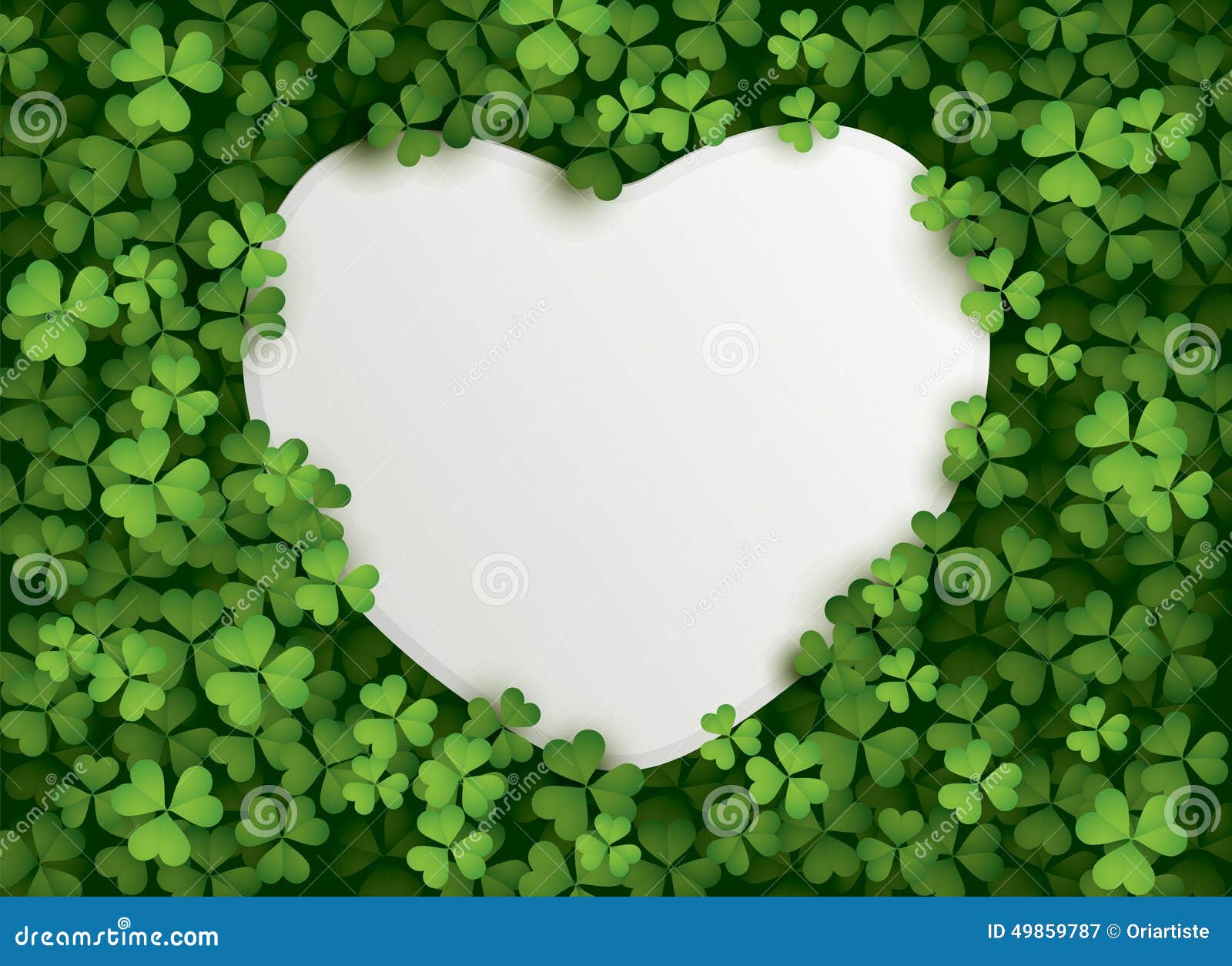 Clover Leaves Background with Blank Card Stock Vector - Illustration of ...