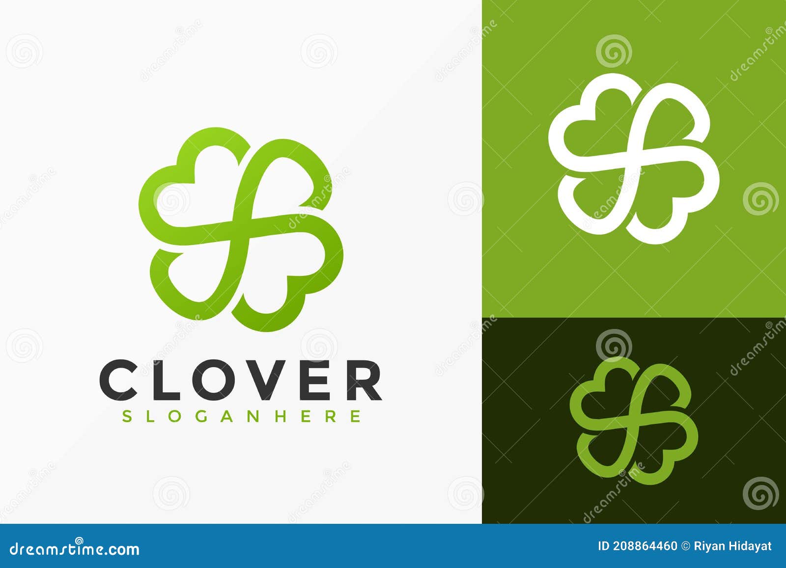 Clover Love Logo Design Minimalist Logos Designs Vector Illustration ...