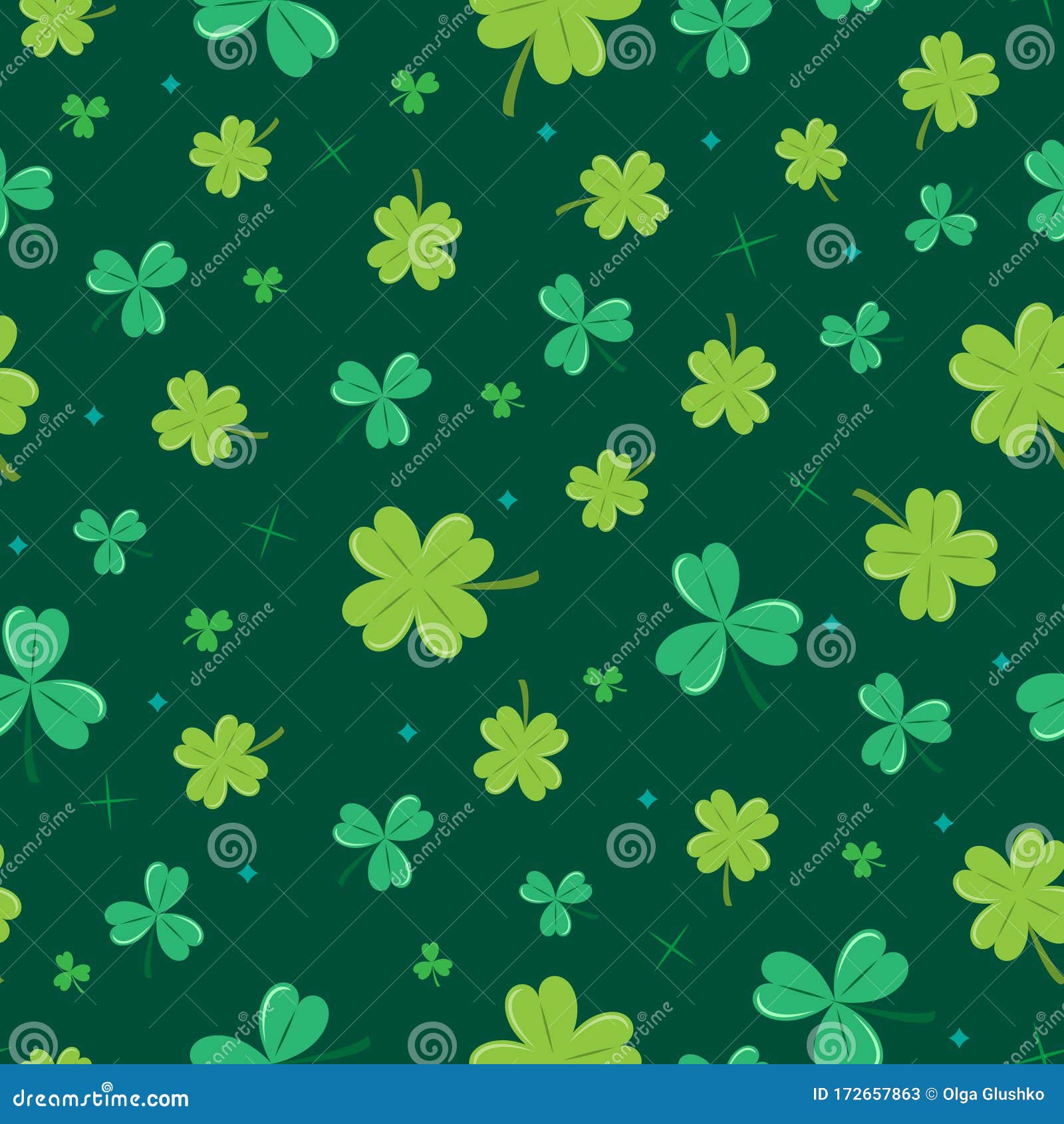 Clover Pattern Background. Vector in Green Colors. Stock Vector ...