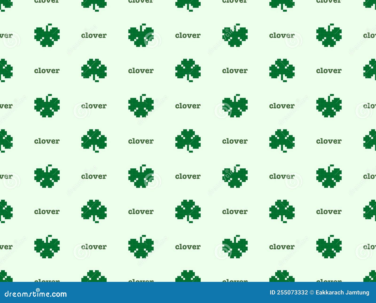 Clover Seamless Pattern on Green Background. Pixel Style Stock ...