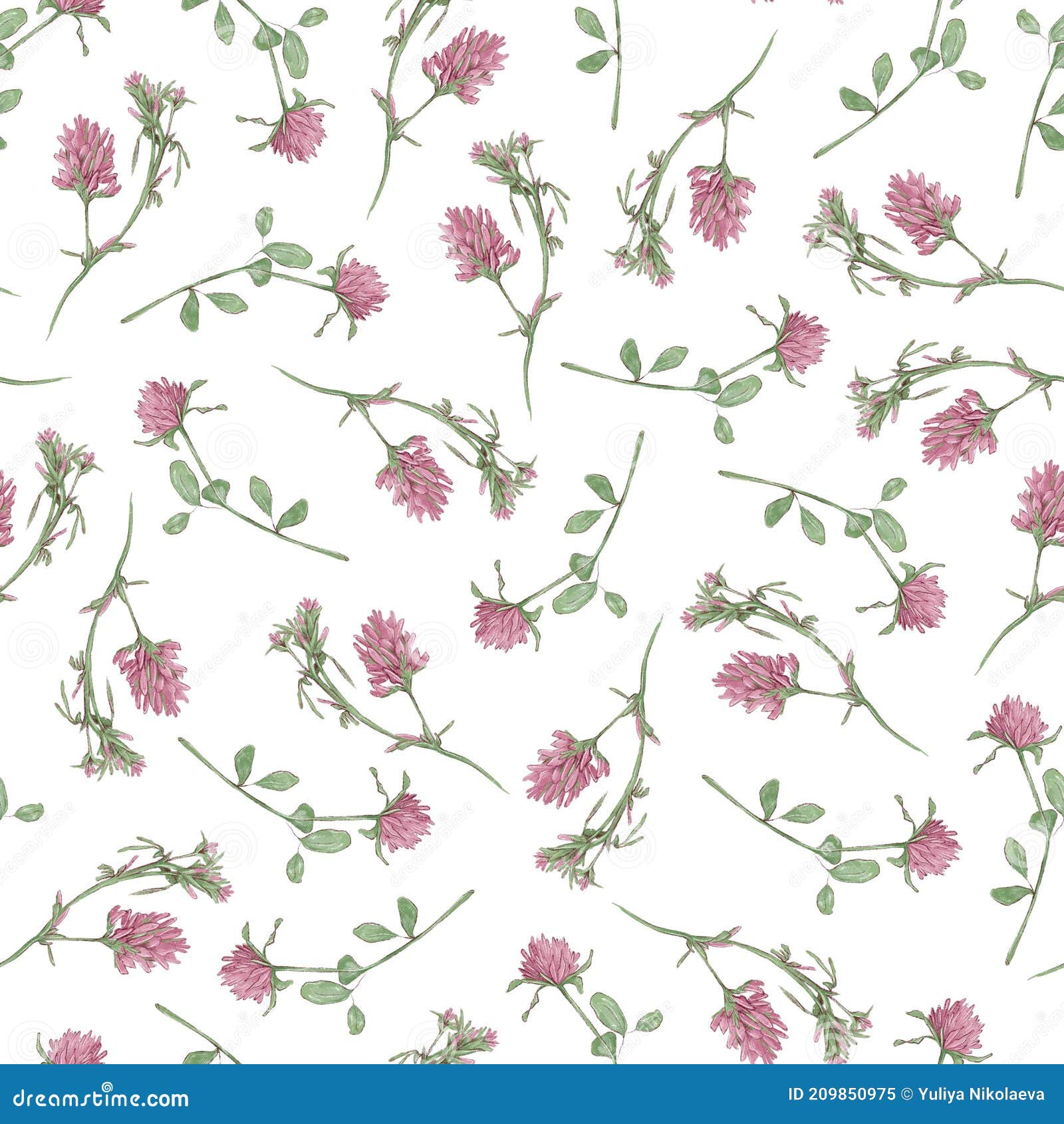 Clover Seamless Pattern. Watercolor Illustration Stock Illustration ...