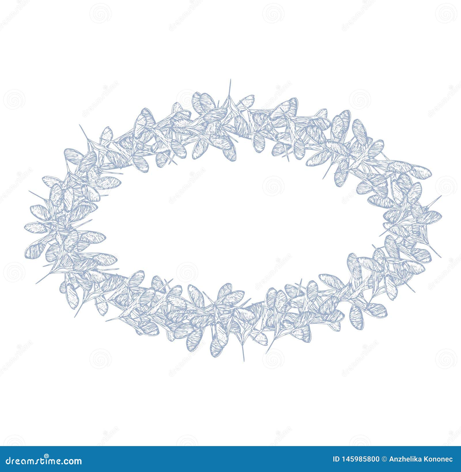 Clover Seeds Oval Frame Light Blue-01 Stock Illustration - Illustration ...