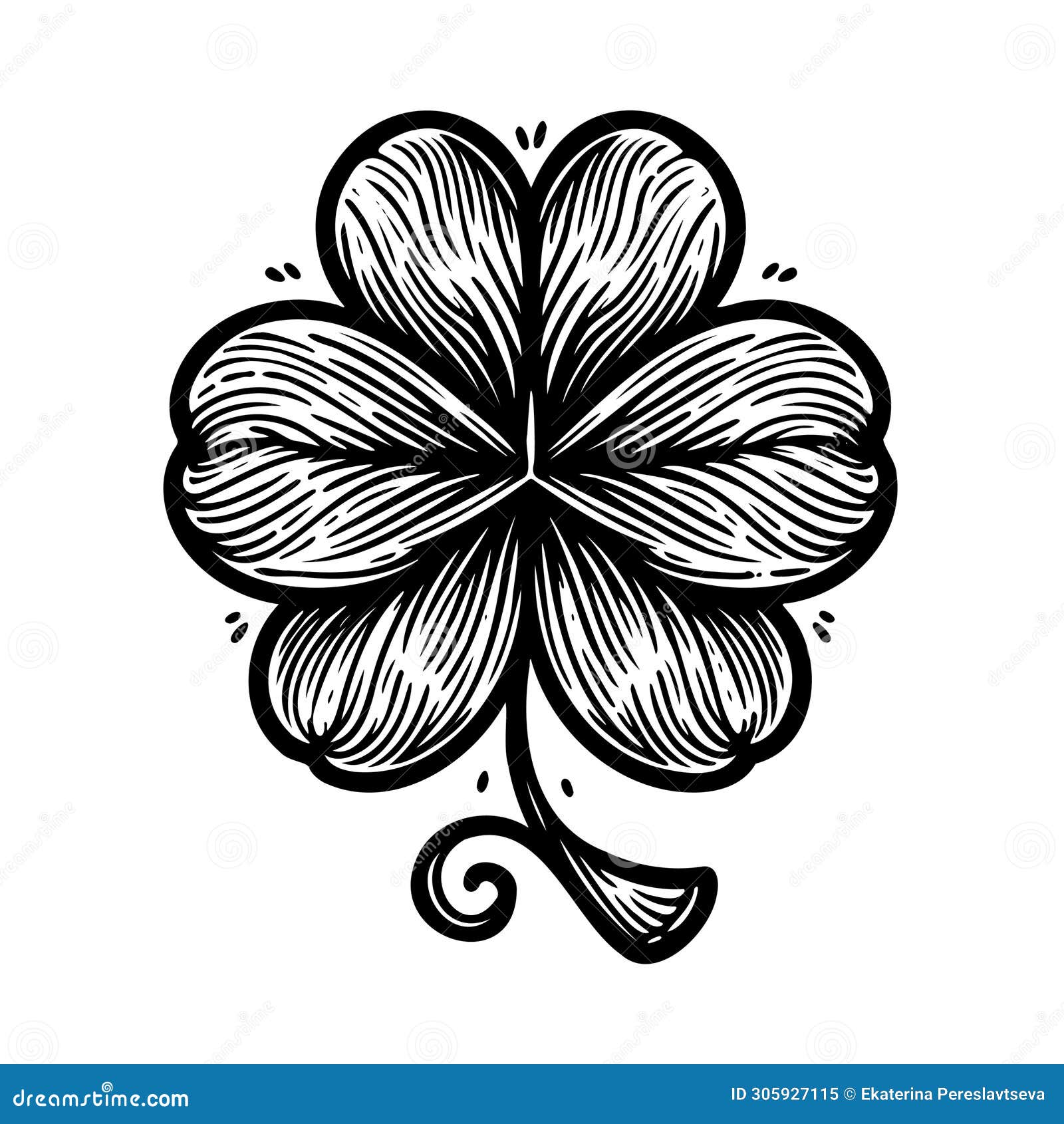 Clover Sketch. Hand Drawn Four Leaf Clover Stock Illustration ... Clover Sketch. Hand Drawn Four Leaf Clover Stock Illustration ...