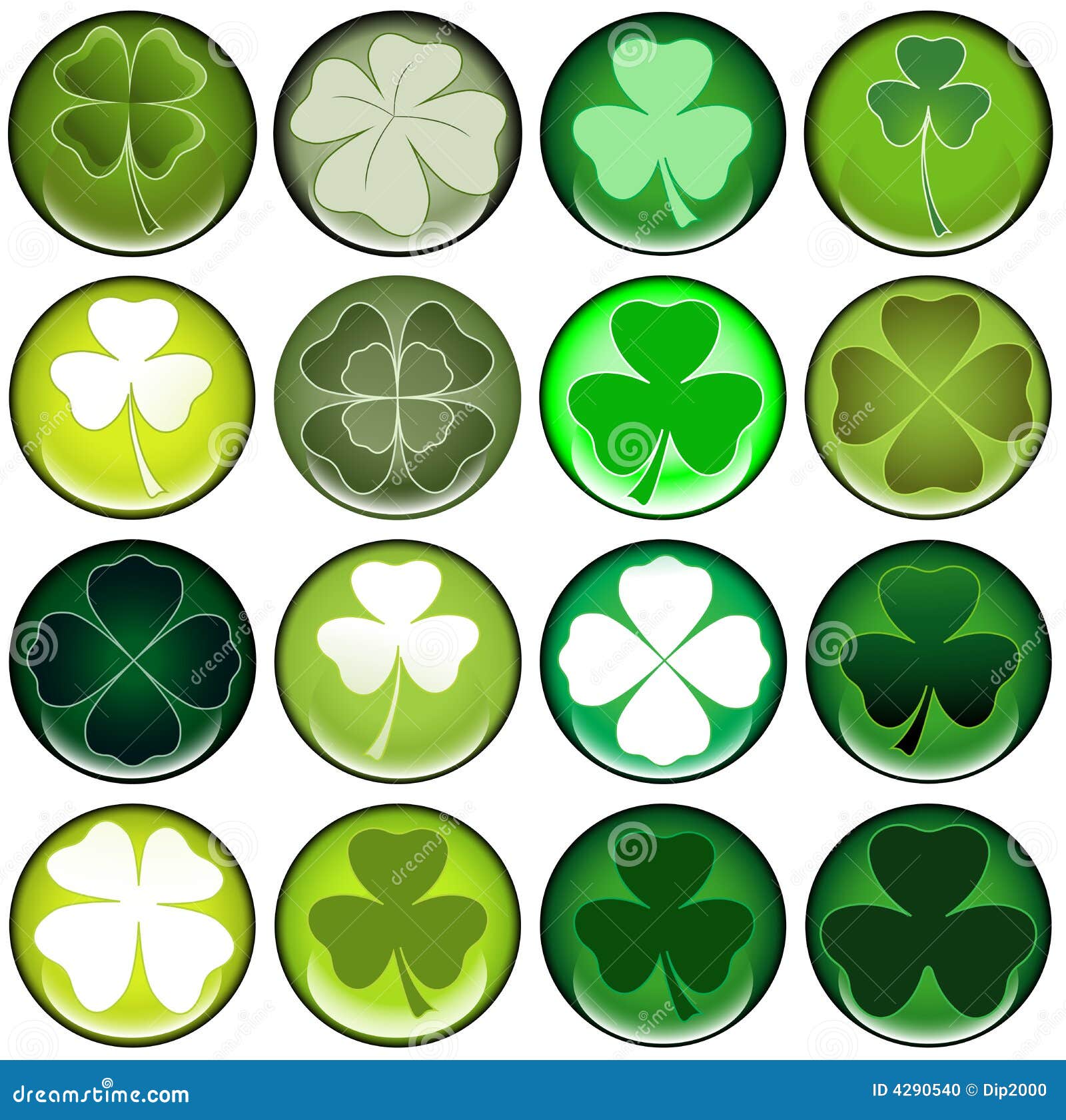 Clover web buttons stock vector. Illustration of graphic - 4290540