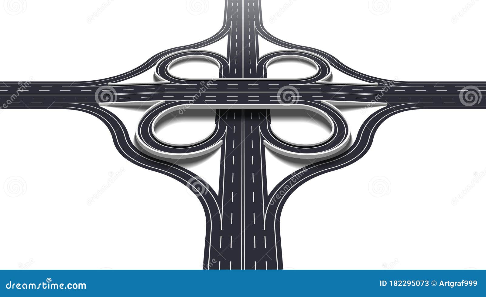 Cloverleaf Interchange Two Level Perspective. 3D Four Way Interchange ...