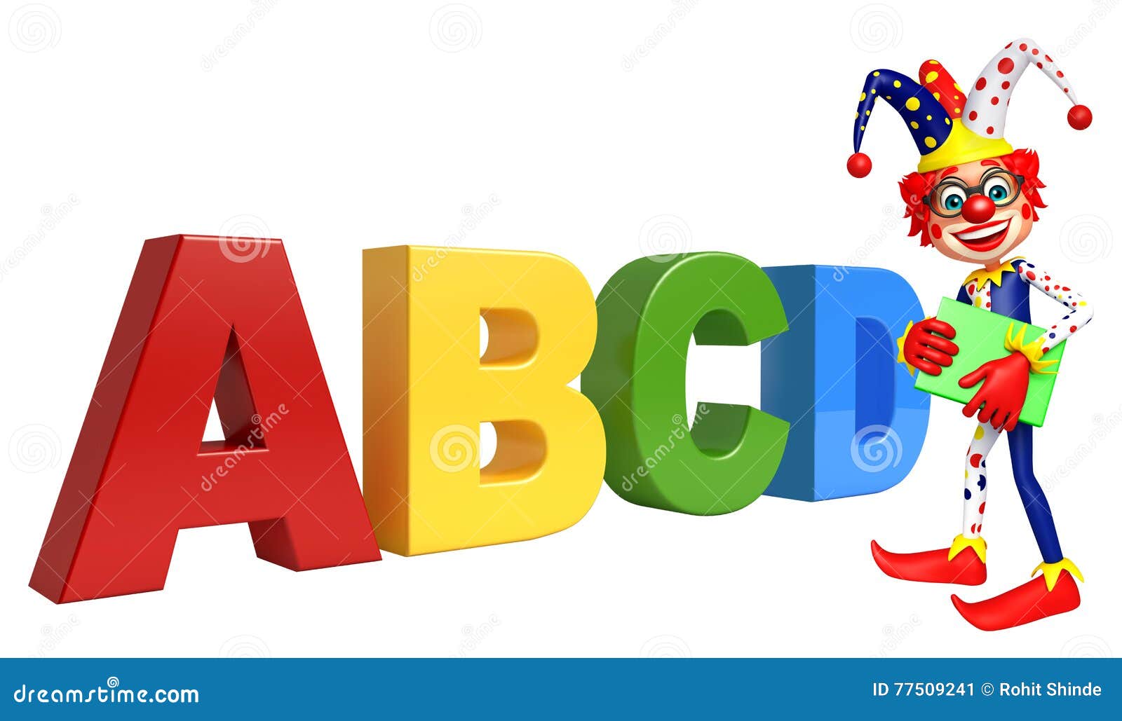 Clown With ABCD Sign Stock Illustration | CartoonDealer.com #77475085