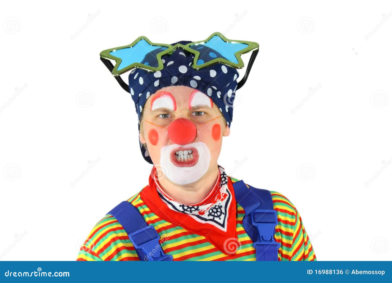 Clown is angry stock photo. Image of laugh, looking, glasses - 16988136