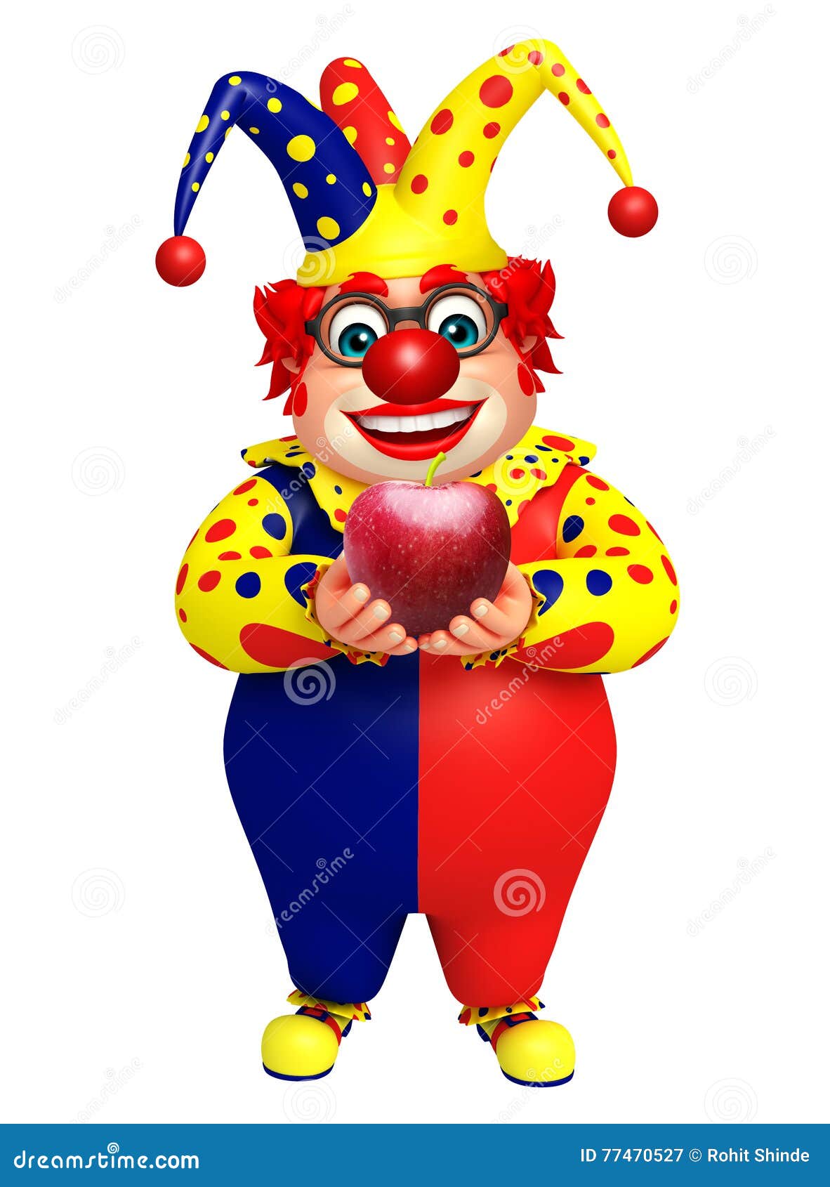 Clown with Apple stock illustration. Illustration of clipart - 77470527
