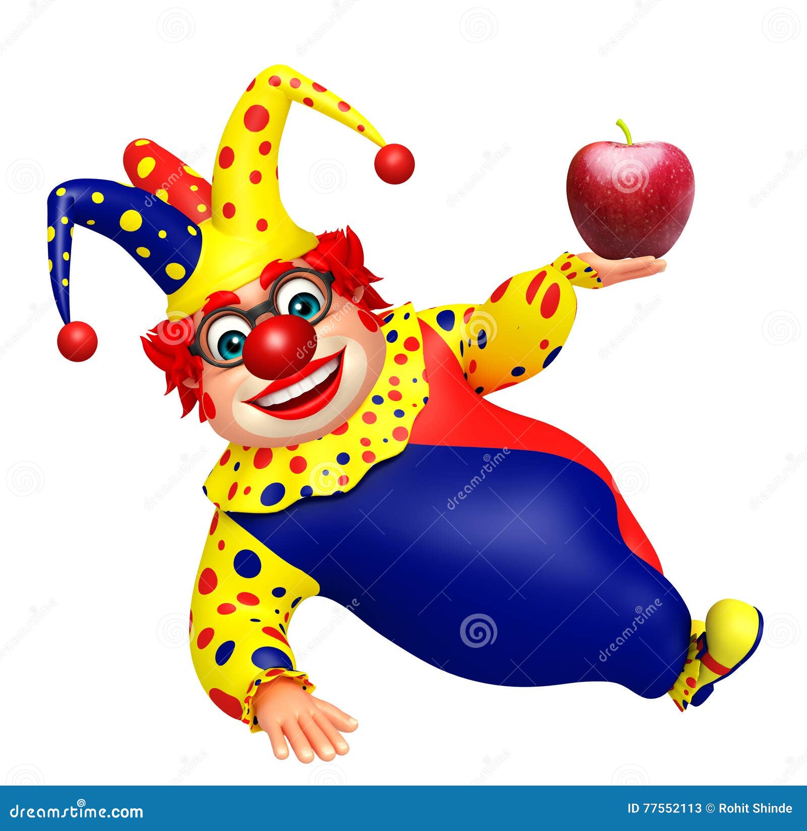 Clown with Apple stock illustration. Illustration of colorfull - 77552113