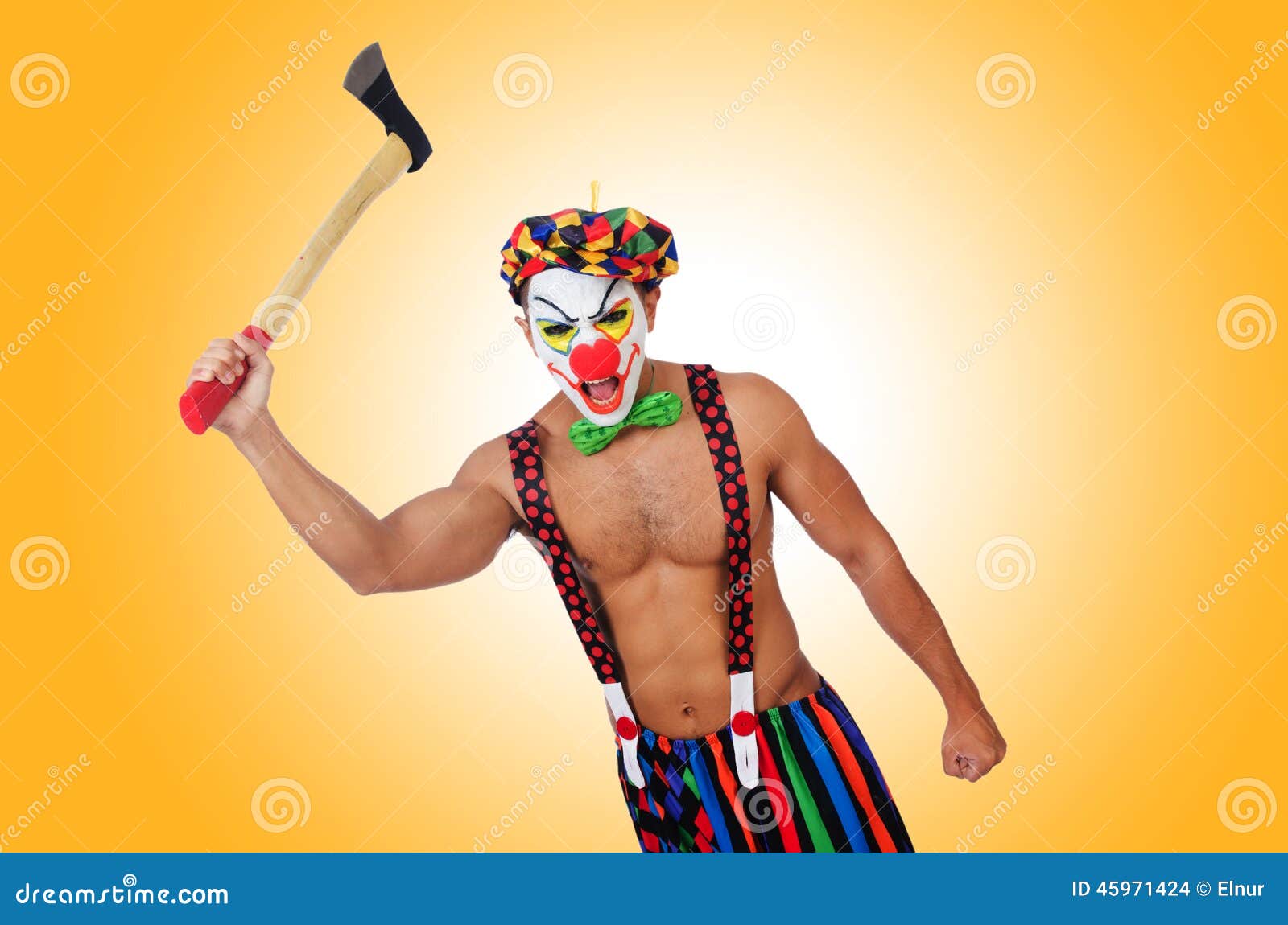 Clown with axe stock photo. Image of costume, formal - 45971424