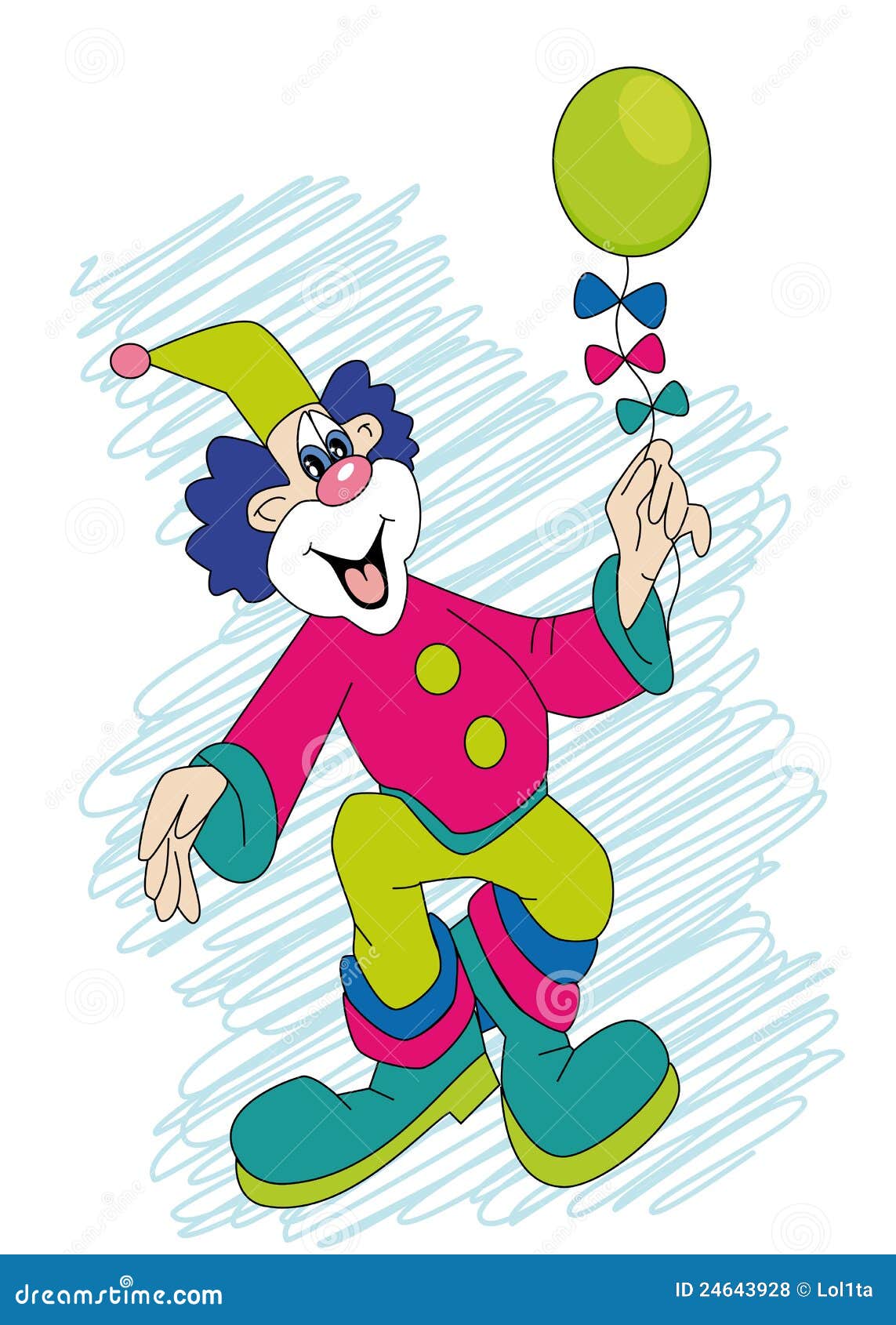 Clown With A Ball - Ink Drawing Vector Illustration | CartoonDealer.com ...