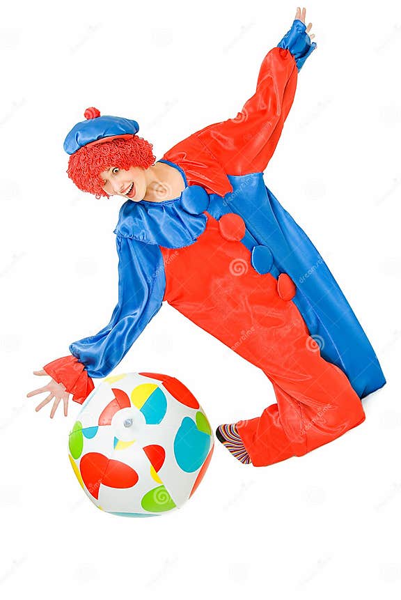 Clown and ball stock photo. Image of expression, crimson - 7661084