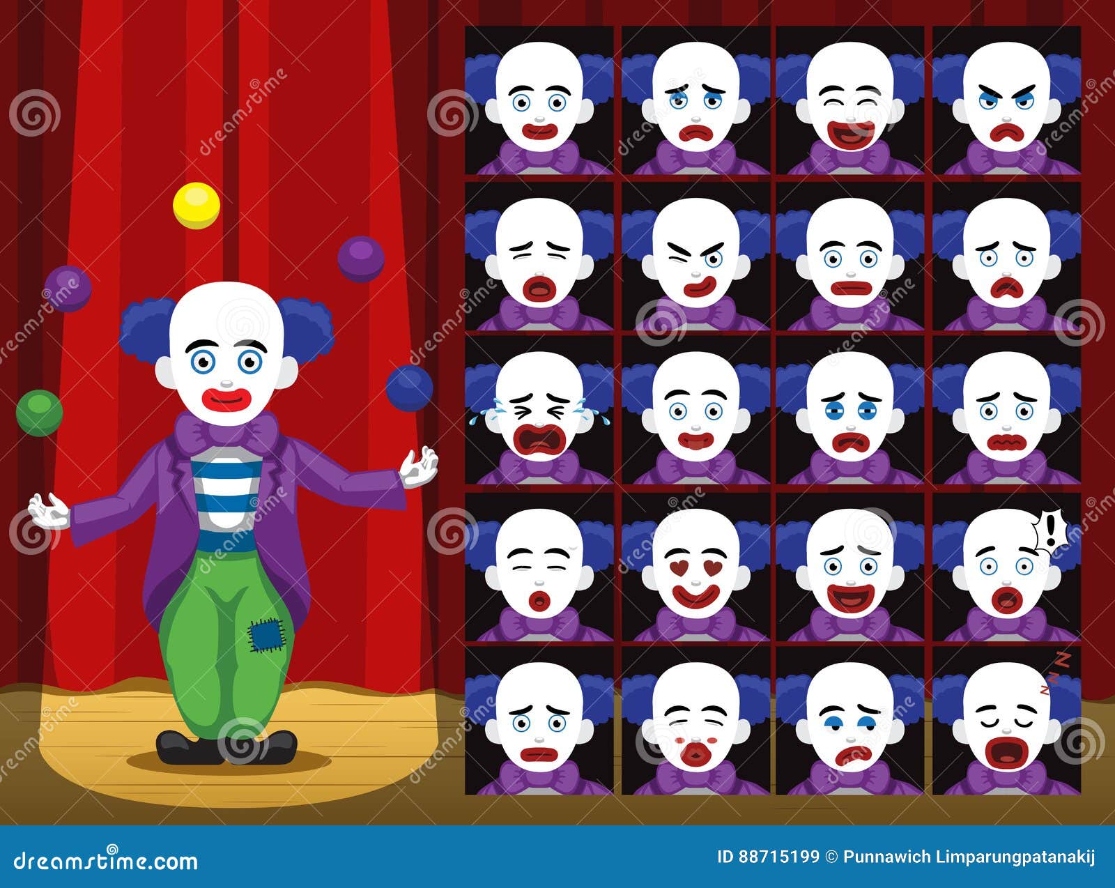 Clown With A Ball - Ink Drawing Vector Illustration | CartoonDealer.com ...