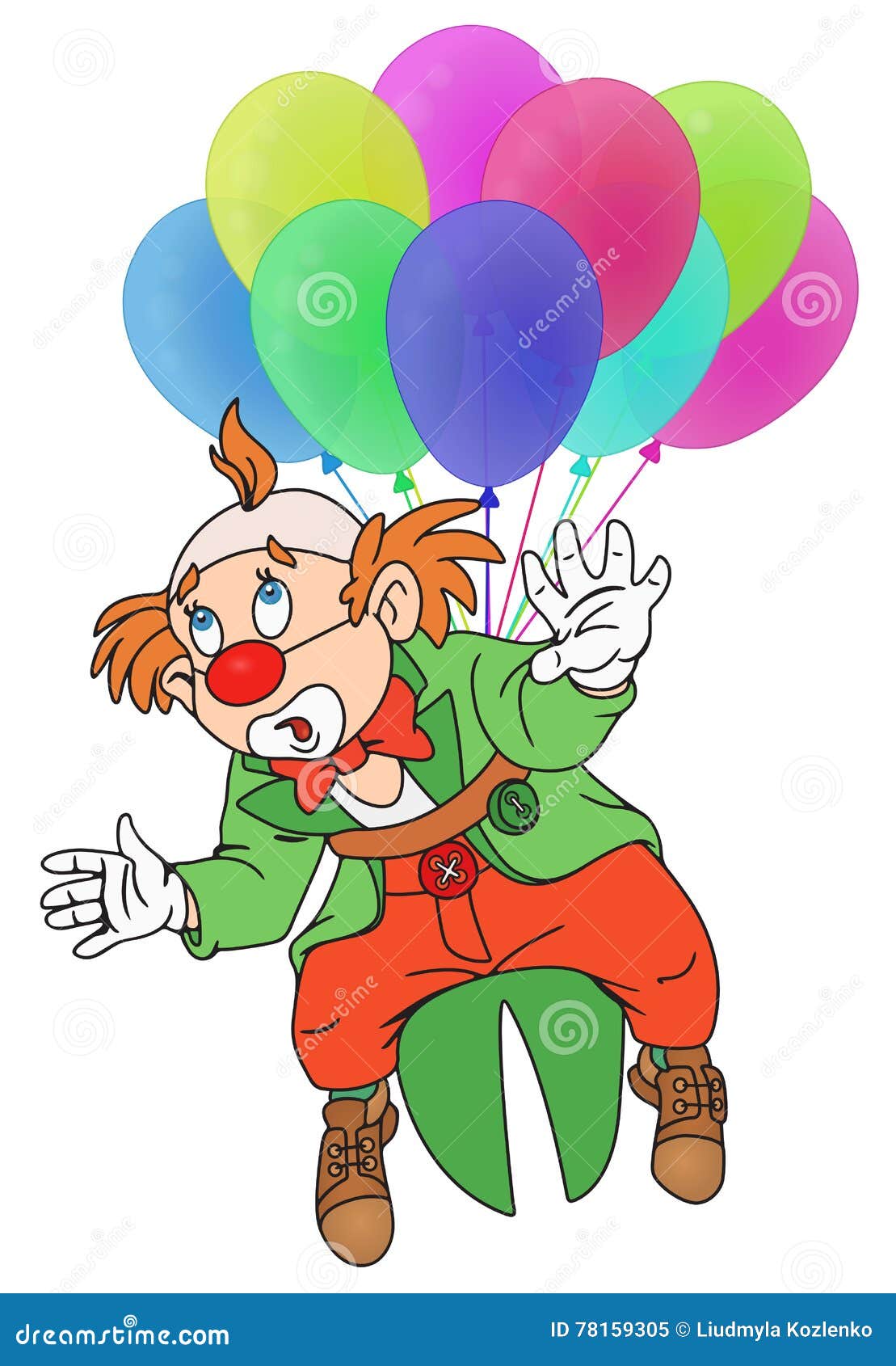 Flying Clown And Balloons Cartoon Vector | CartoonDealer.com #27836133