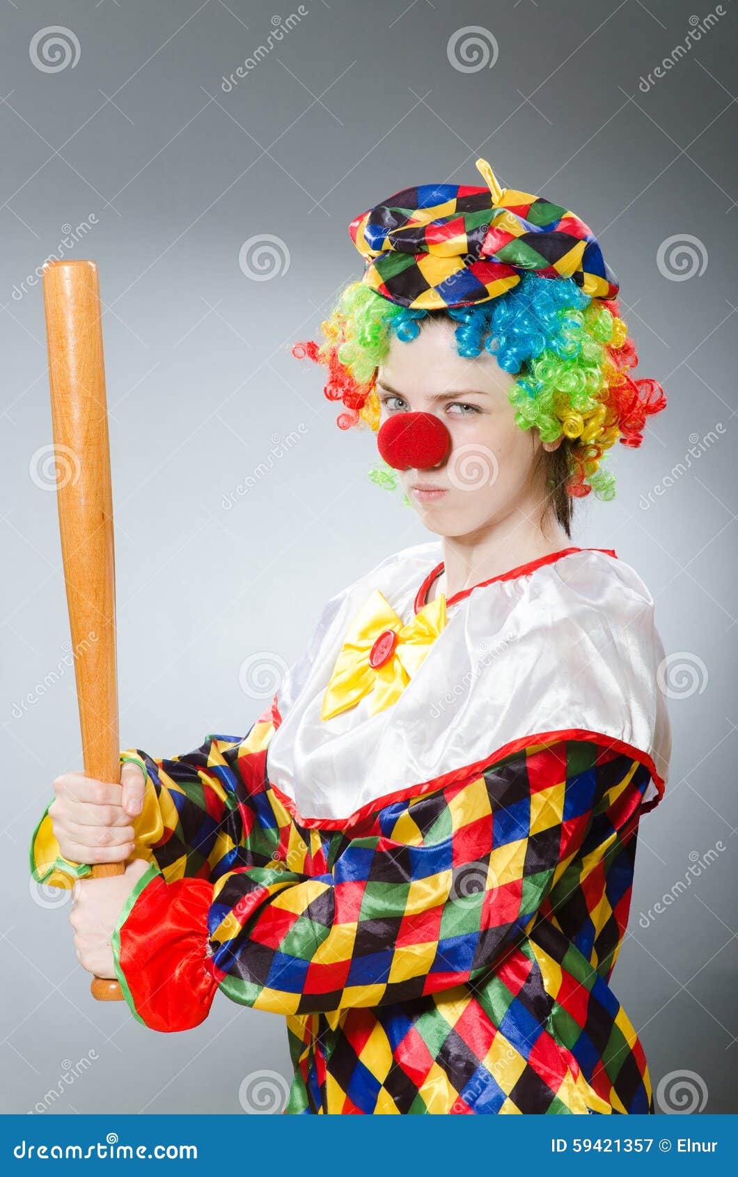 Clown with Baseball Bat in Funny Concept Stock Image - Image of clown ...