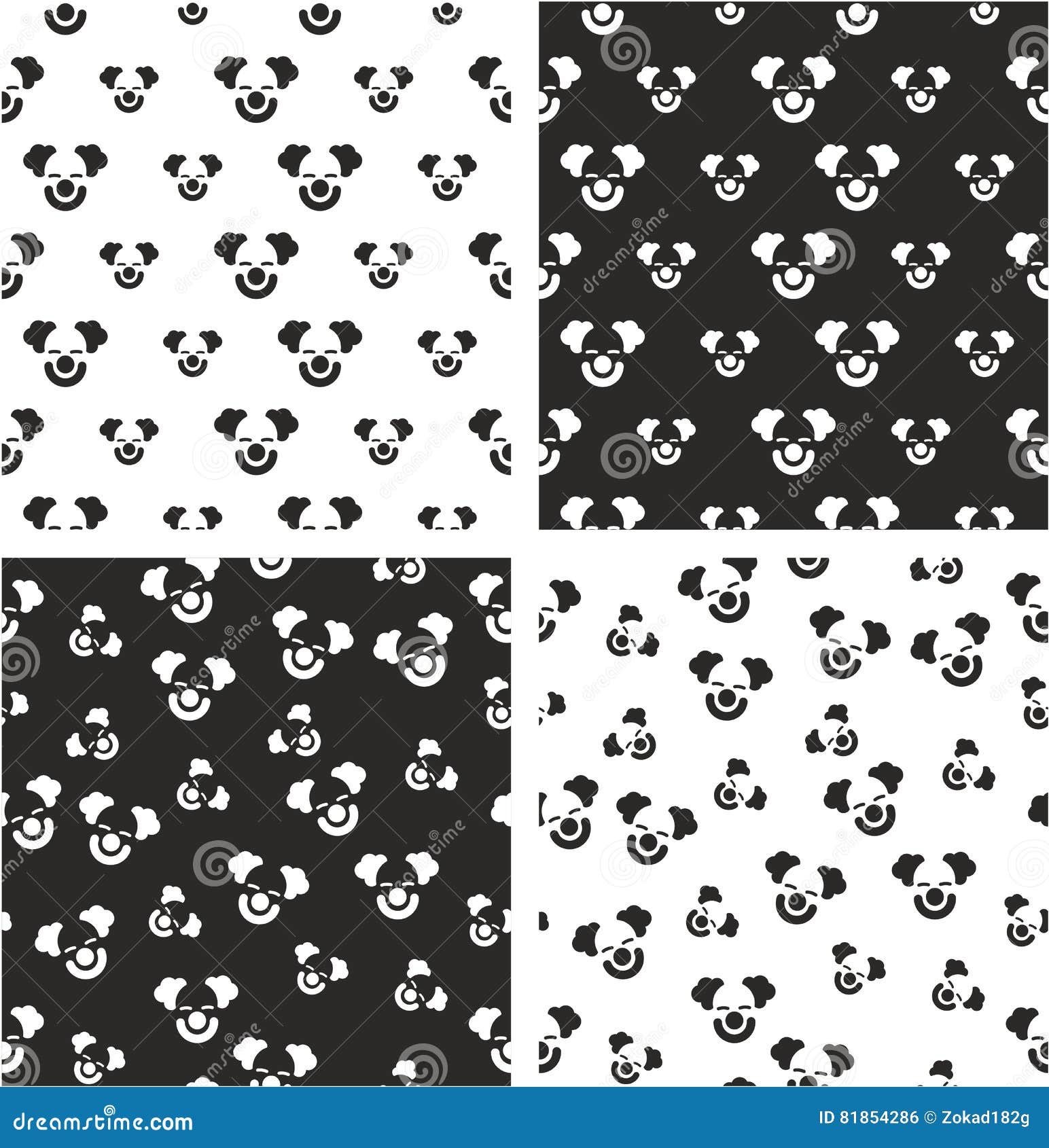 Clown Big & Small Aligned & Random Seamless Pattern Set Stock Vector ...