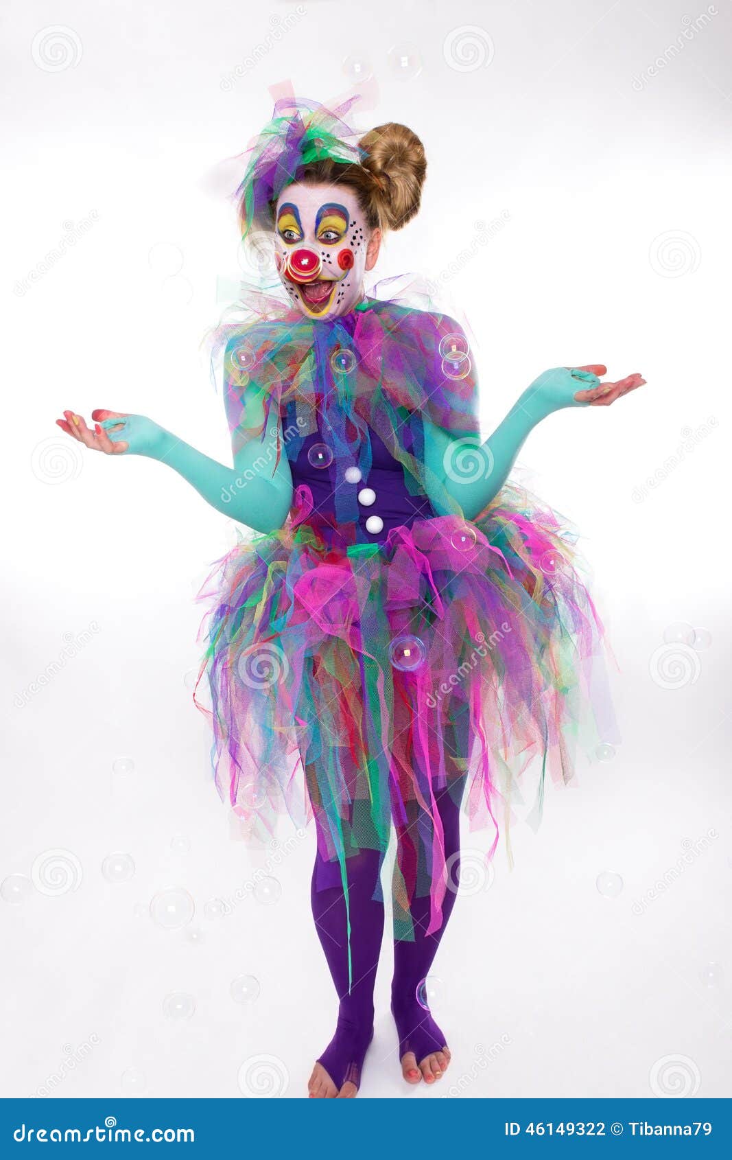 Clown with blow bubbles stock photo. Image of celebration - 46149322