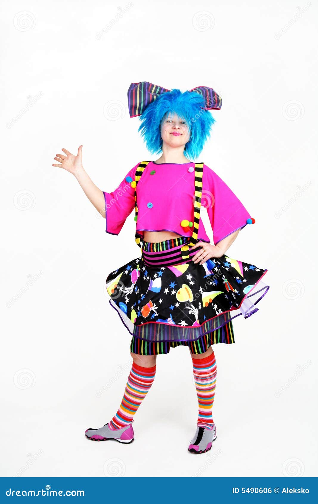 Clown with blue hair stock photo. Image of laughing, adult - 5490606