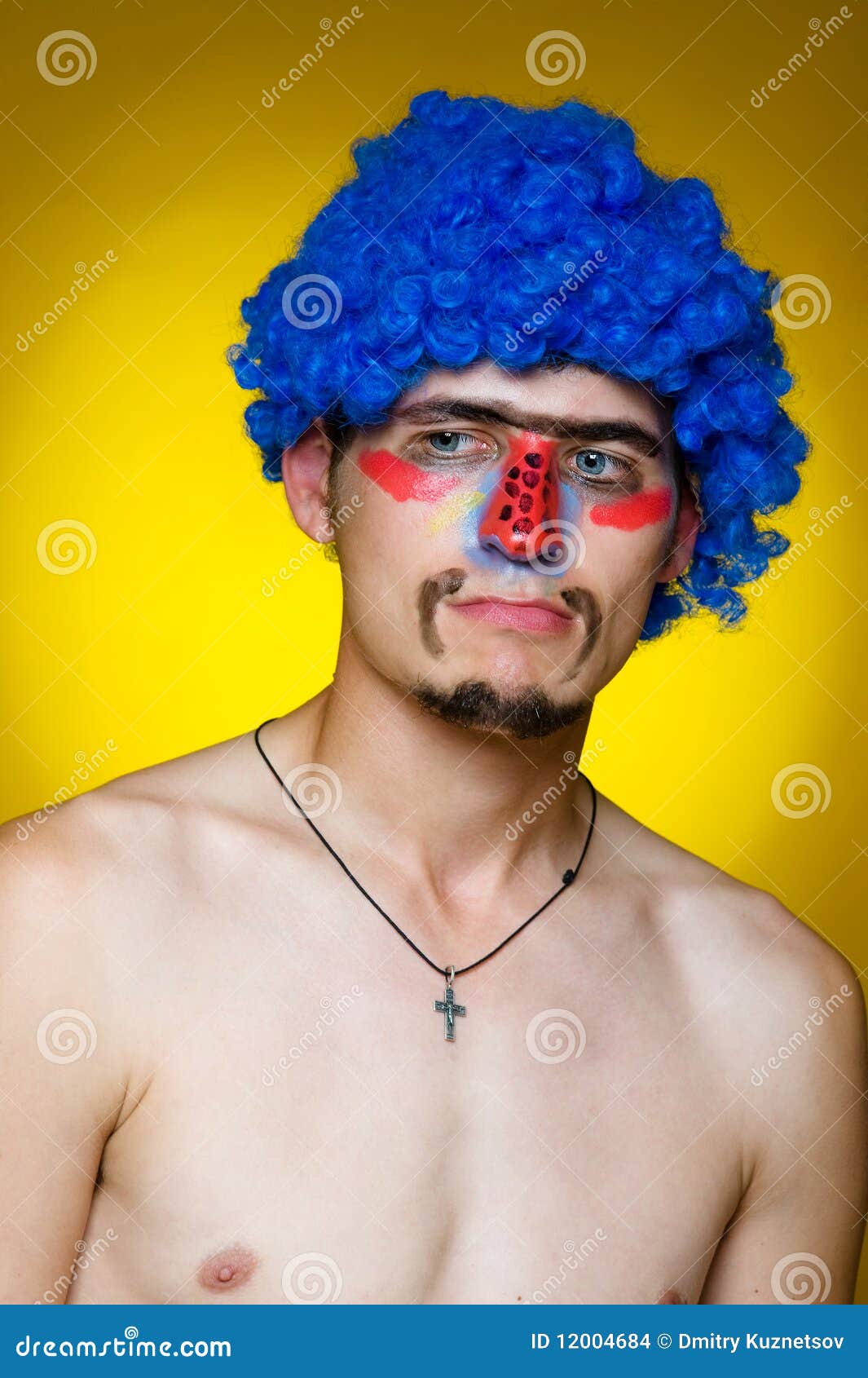Clown in a blue wig stock photo. Image of white, makeup - 12004684
