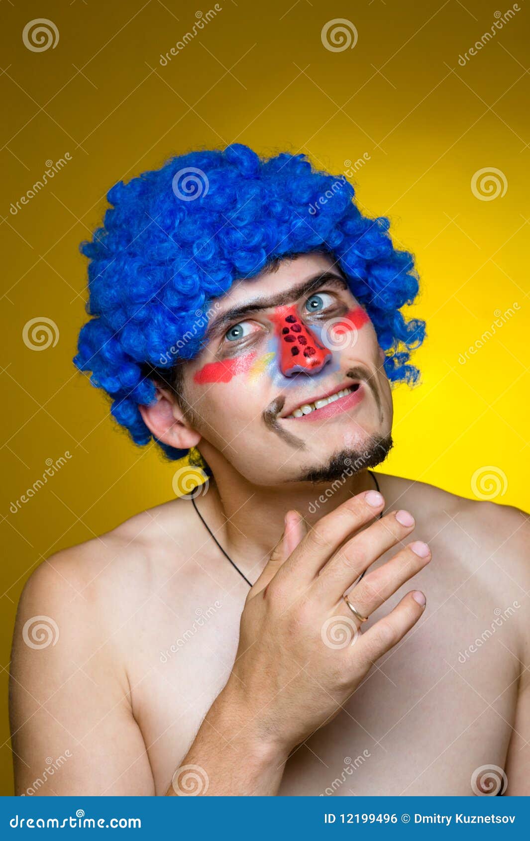 Clown in a blue wig stock photo. Image of smile, fanny - 12199496