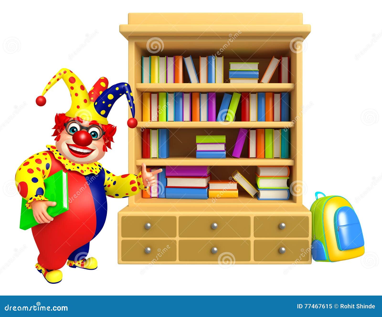 Clown With Book Stack And Ladder Royalty-Free Illustration ...