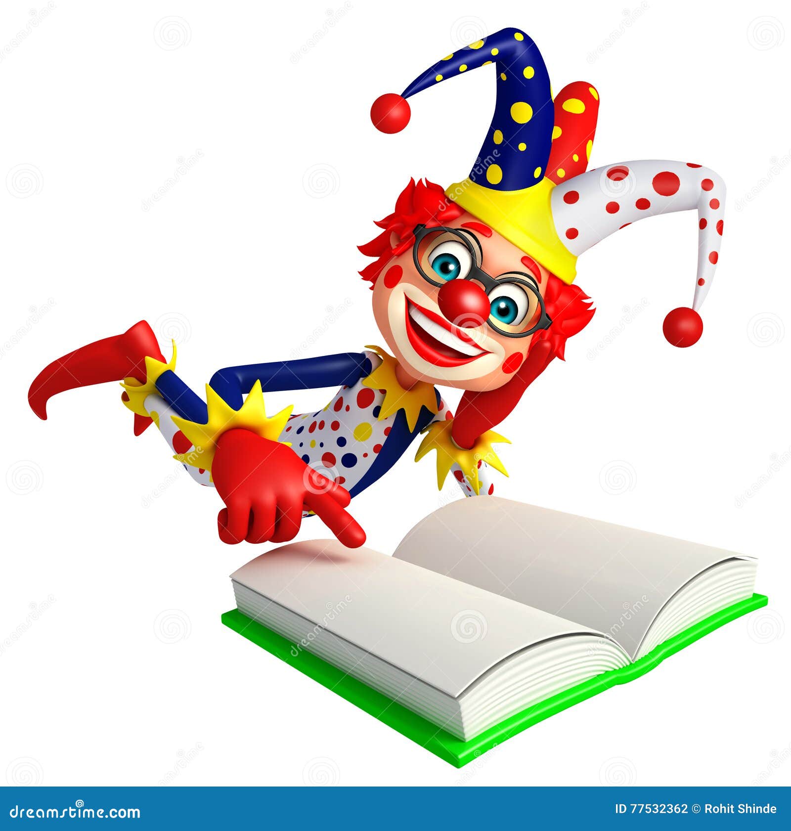 Clown with Book stock illustration. Illustration of isolated - 77532362
