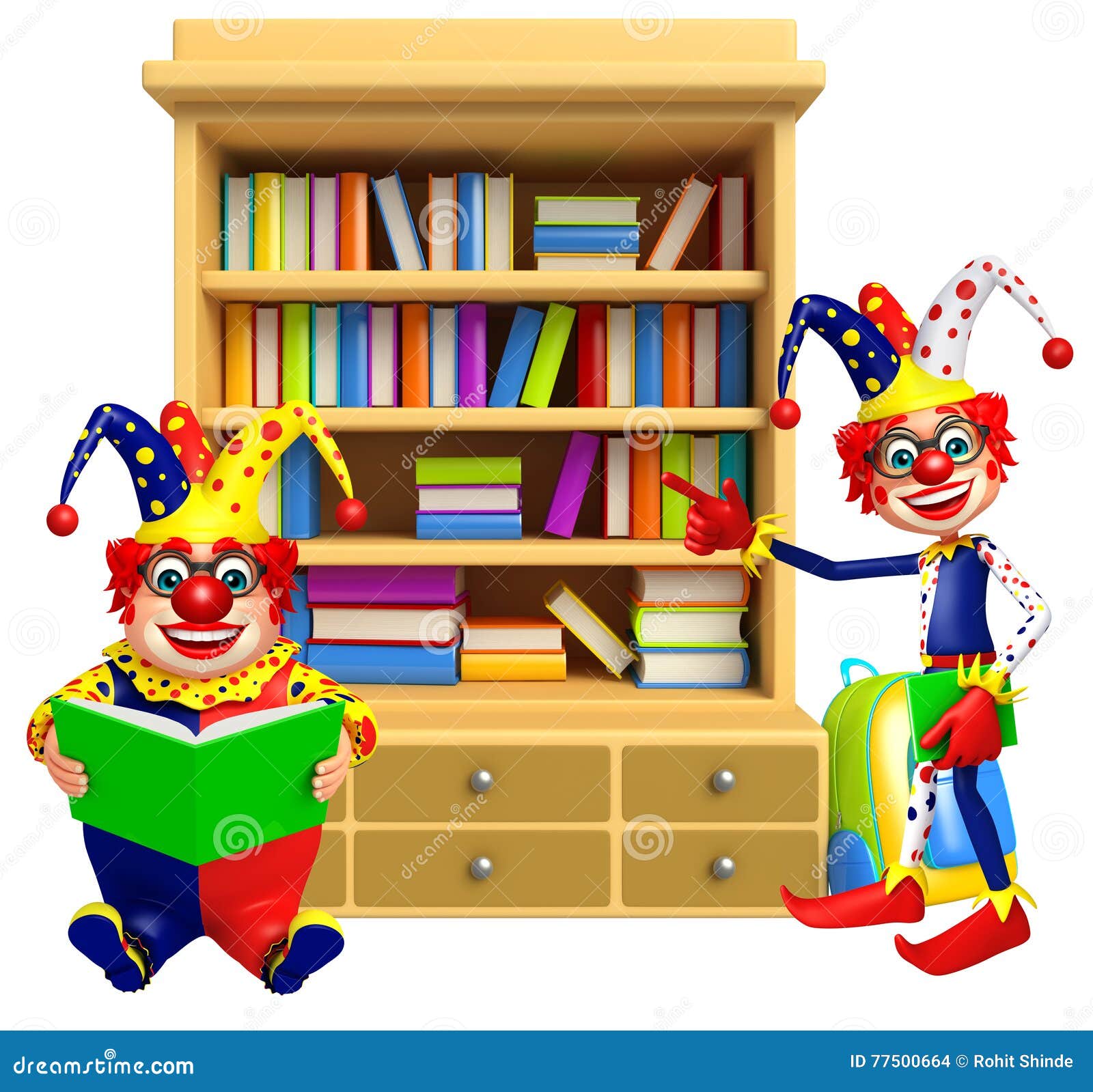 Clown With Book Stack And Ladder Royalty-Free Illustration ...