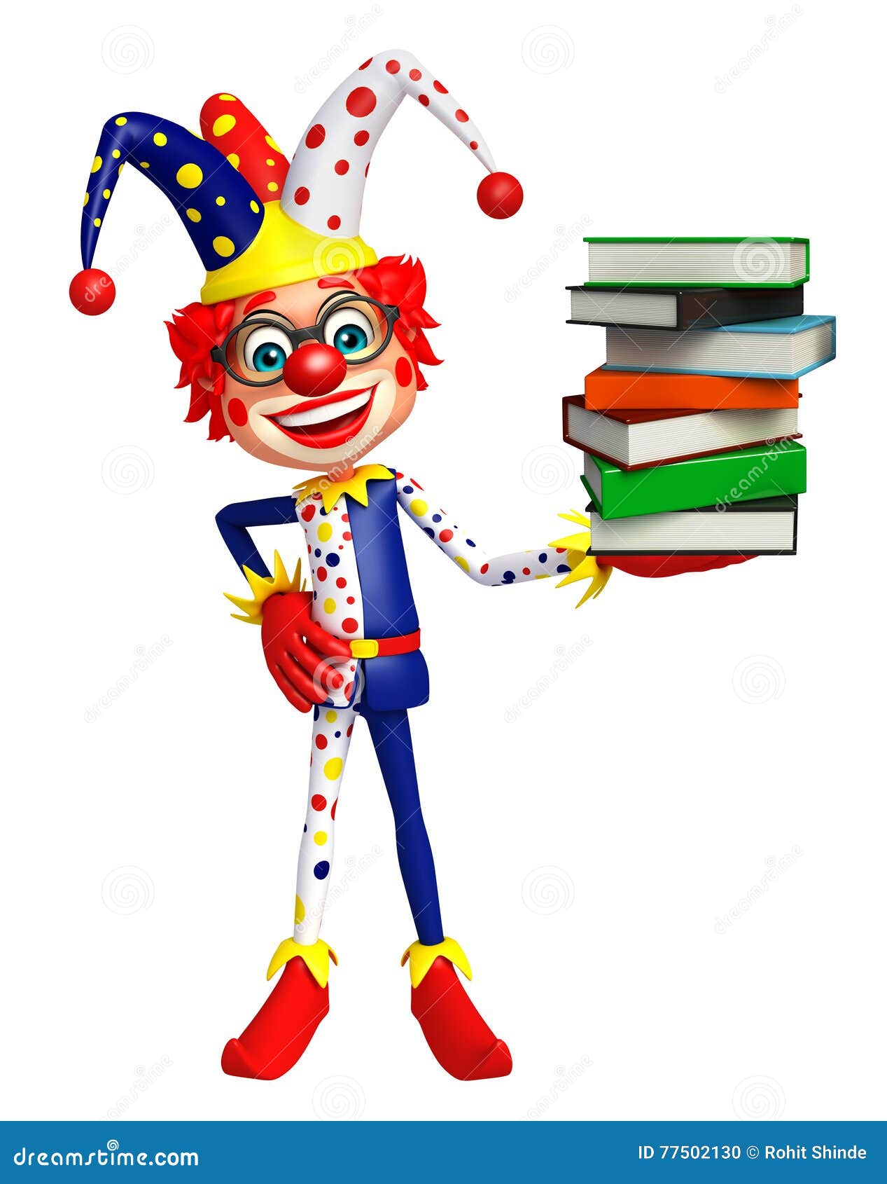 Clown With Book Stack And Ladder Royalty-Free Illustration ...