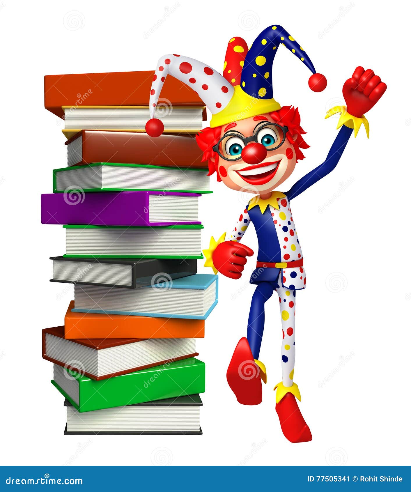 Clown With Book Stack And Ladder Royalty-Free Illustration ...