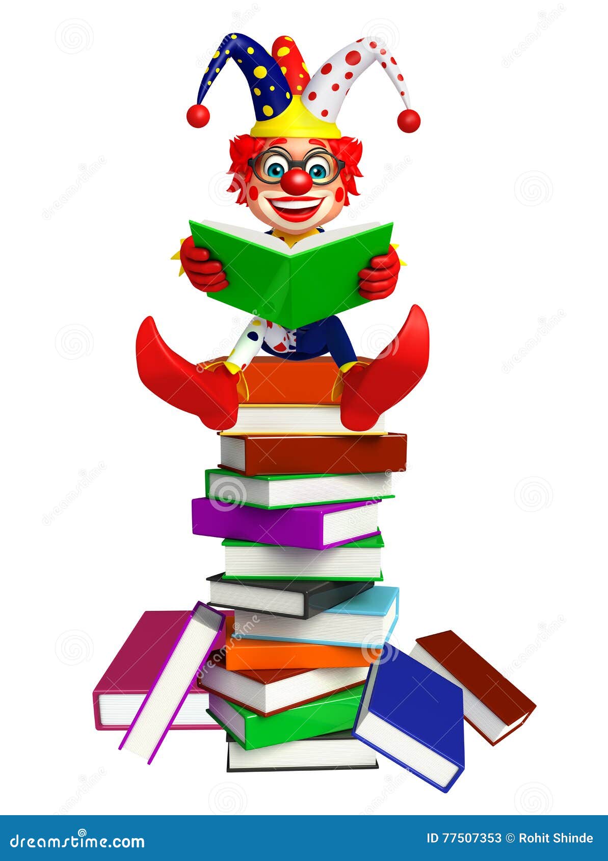 Clown With Book Stack And Ladder Royalty-Free Illustration ...