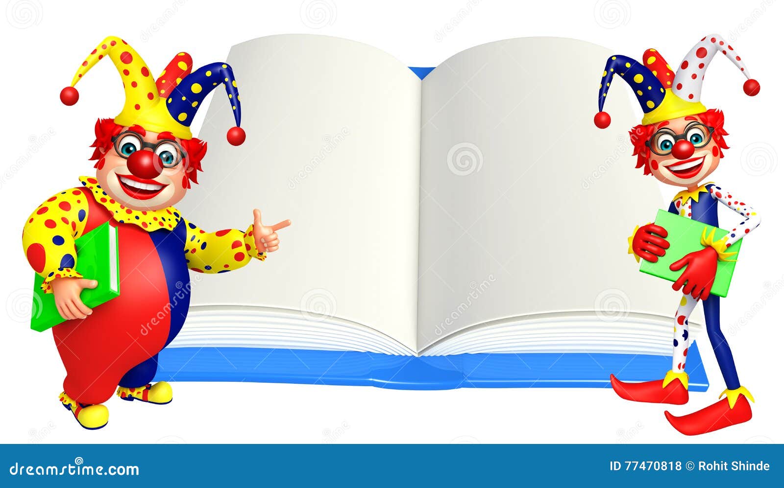 Clown with Books stock illustration. Illustration of humor - 77470818