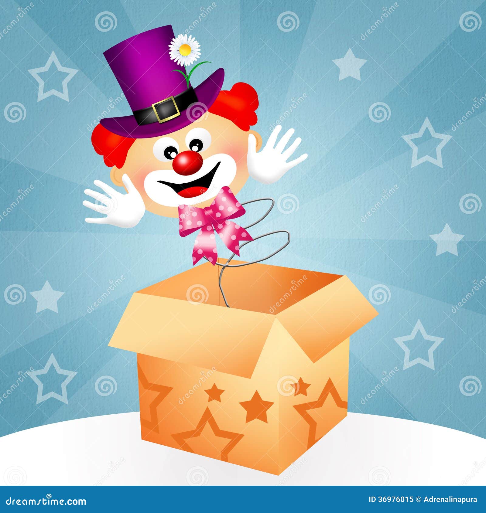 Clown in the box stock illustration. Illustration of surprise - 36976015