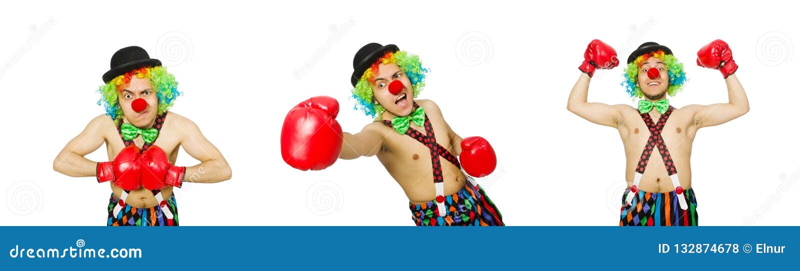 The Clown with Boxing Gloves Isolated on the White Stock Photo - Image ...