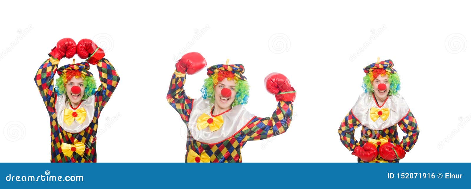 Clown with Boxing Gloves Isolated on White Stock Photo - Image of happy ...