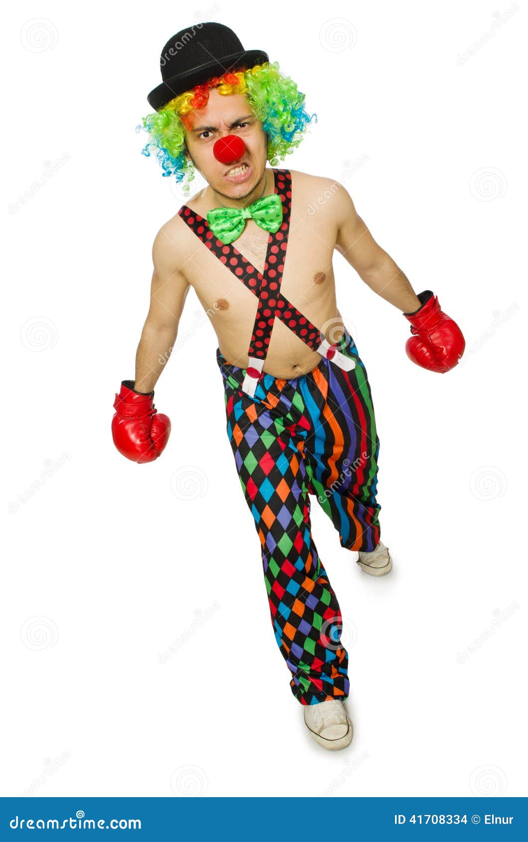 Clown with Boxing Gloves Isolated Stock Photo - Image of funny ...