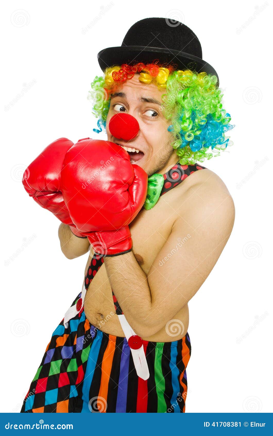 Clown with Boxing Gloves Isolated Stock Image - Image of conflict ...