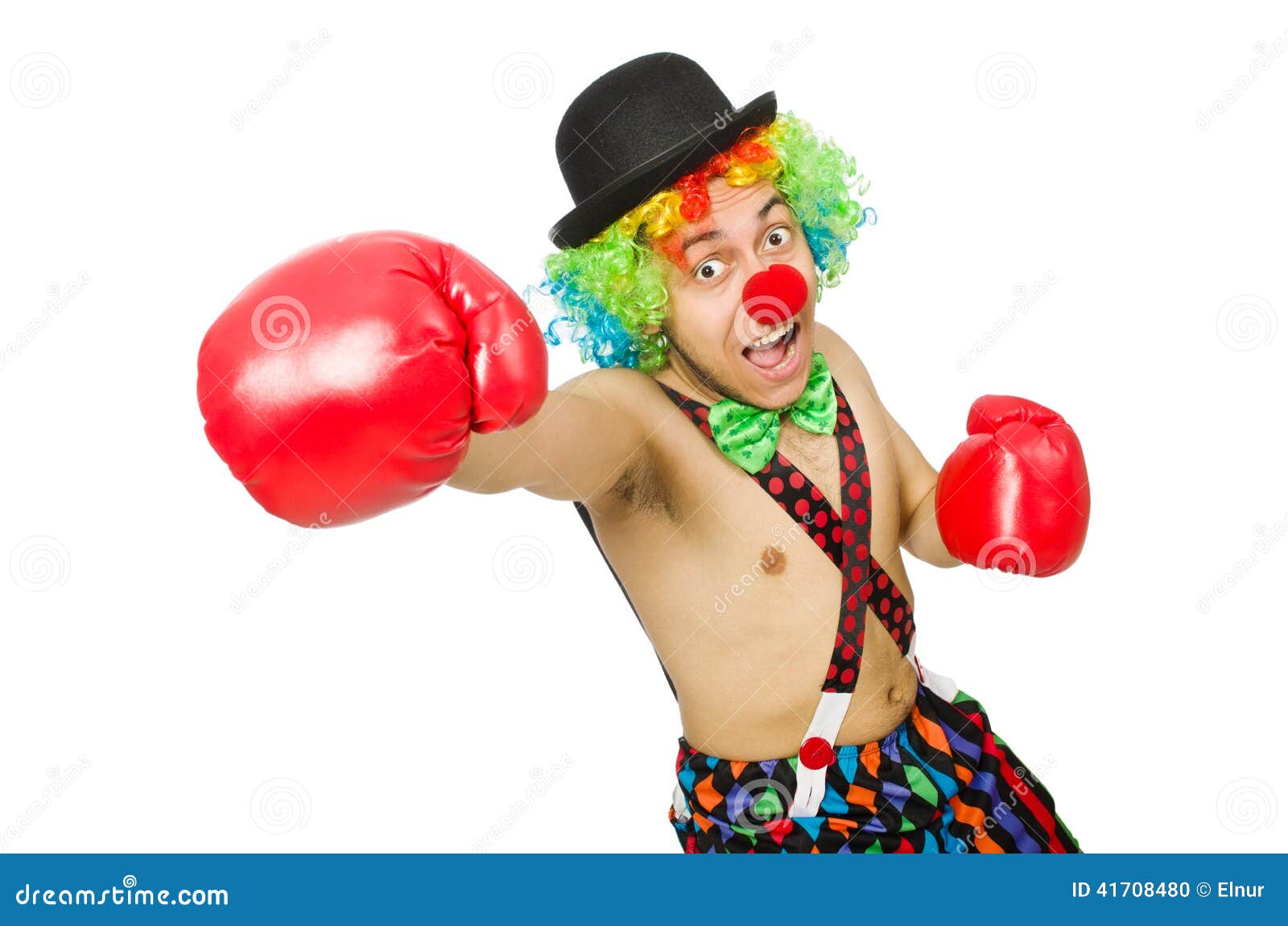 Clown with Boxing Gloves Isolated Stock Photo - Image of humour ...