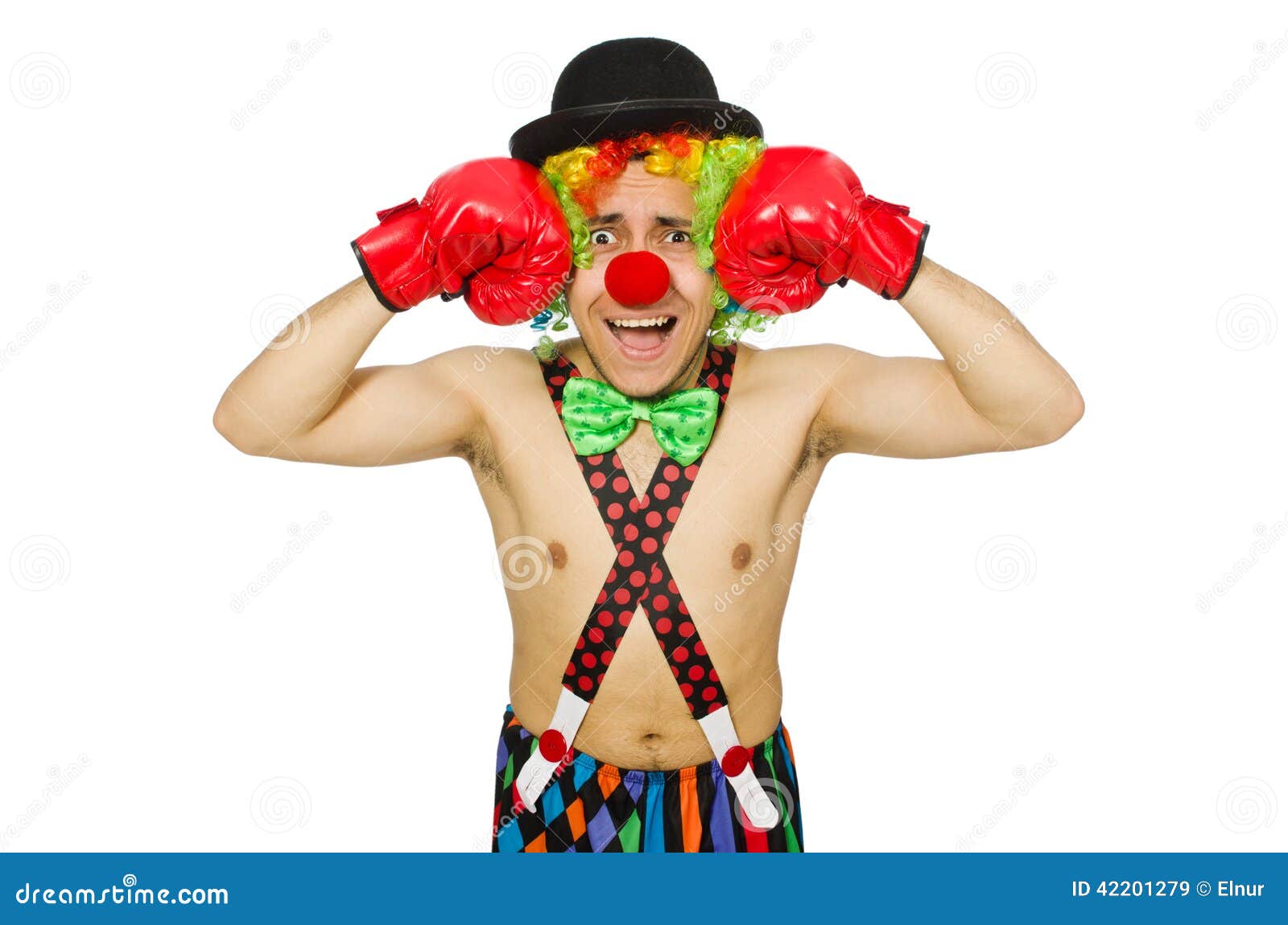 Clown with Boxing Gloves Isolated Stock Image - Image of circus, glove ...