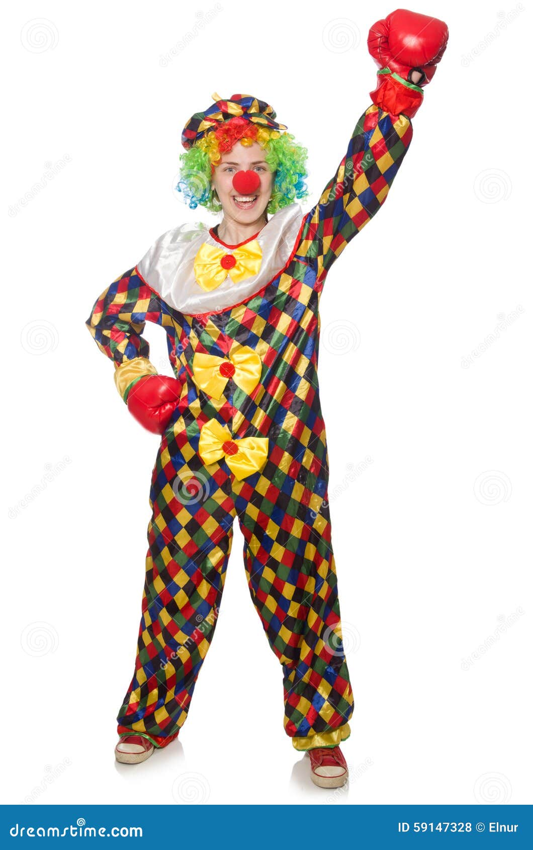 Clown with Boxing Gloves Isolated on White Stock Photo - Image of ...