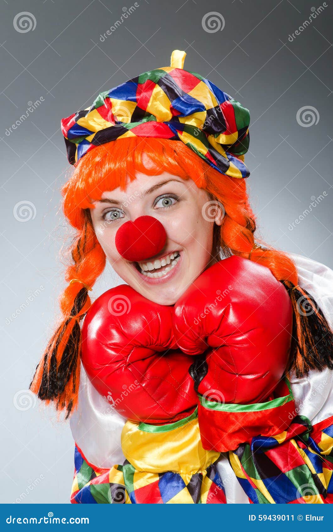 Clown with Boxing Gloves Isolated on White Stock Image - Image of ...