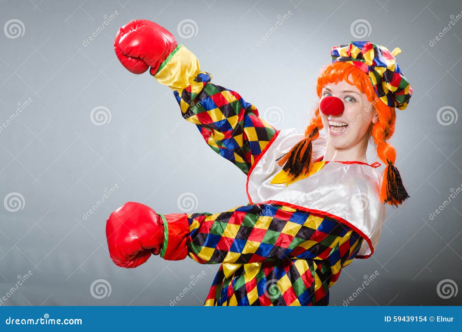Clown with Boxing Gloves Isolated on White Stock Photo - Image of humor ...