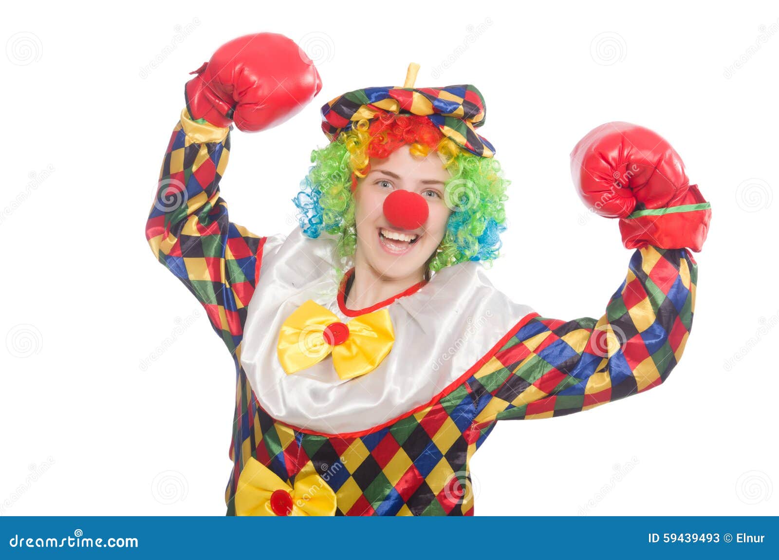 Clown with Boxing Gloves Isolated on White Stock Image - Image of ...