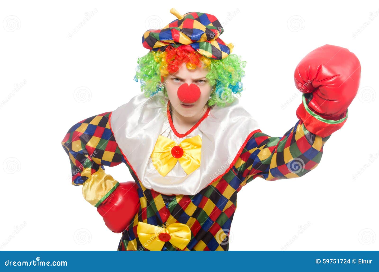 Clown with Boxing Gloves Isolated on White Stock Photo - Image of ...
