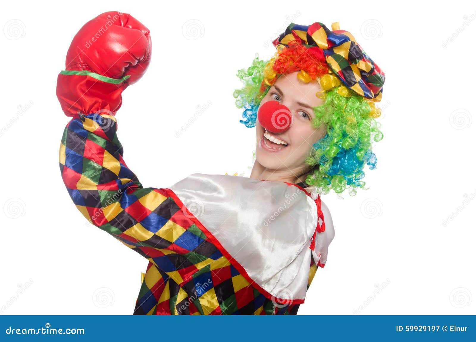 Clown with Boxing Gloves Isolated on White Stock Image - Image of glad ...