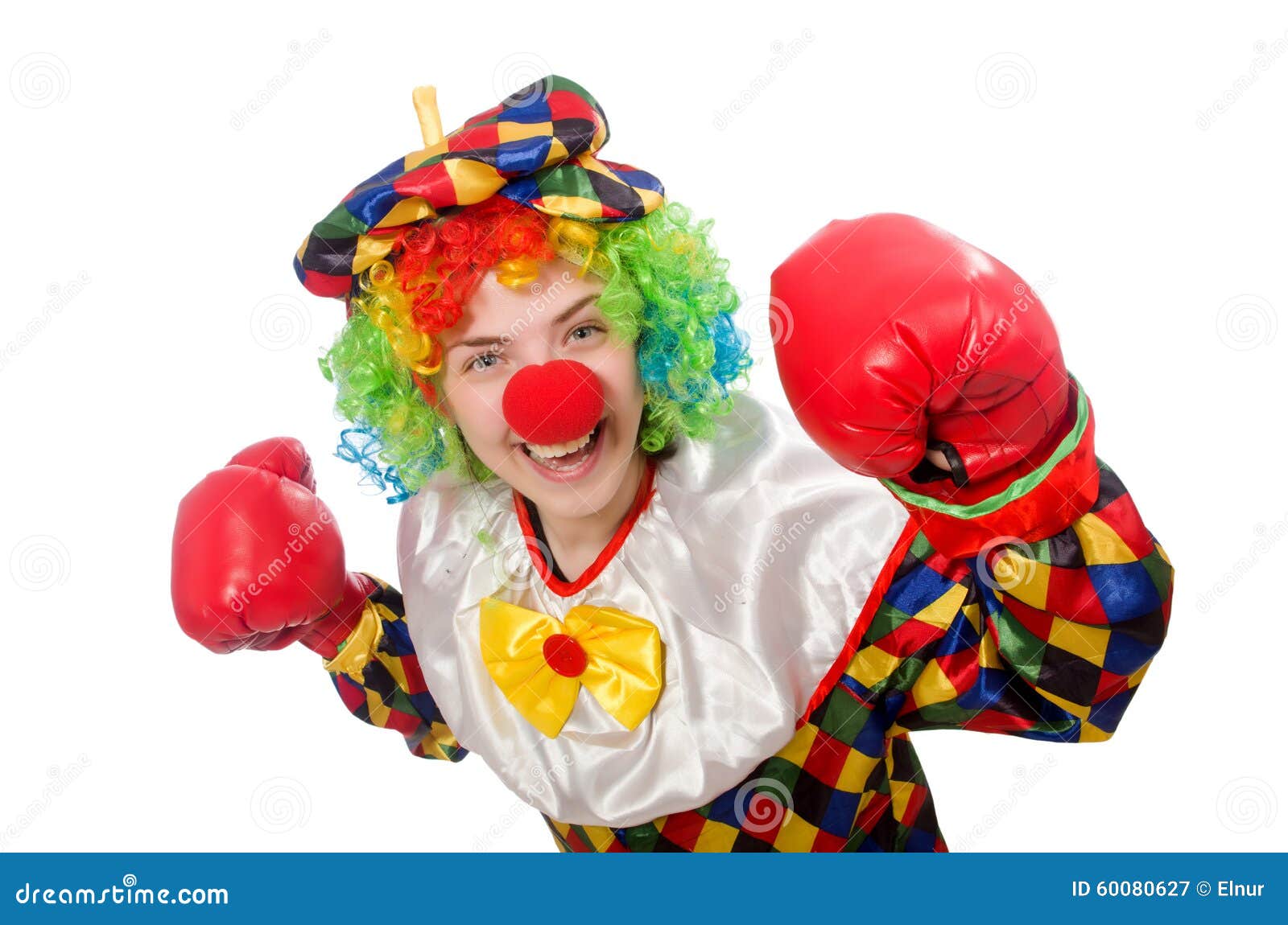 Clown with Boxing Gloves Isolated on White Stock Image - Image of hats ...