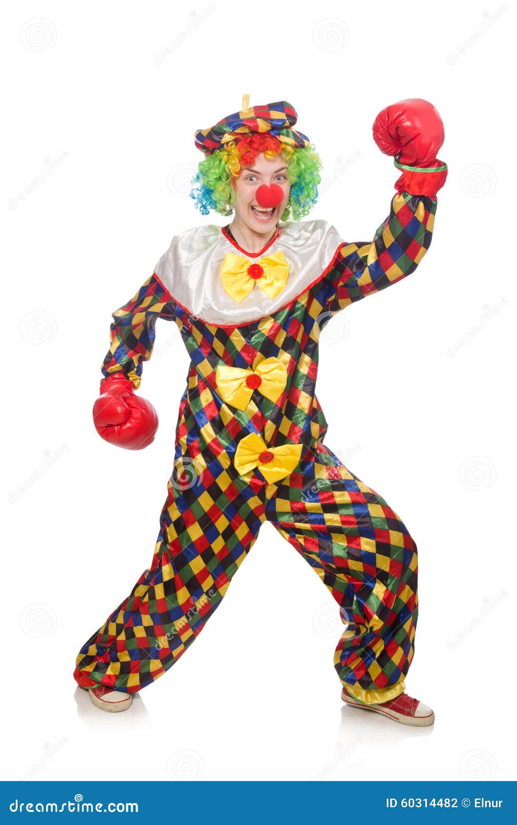 Clown with Boxing Gloves Isolated on White Stock Photo - Image of ...