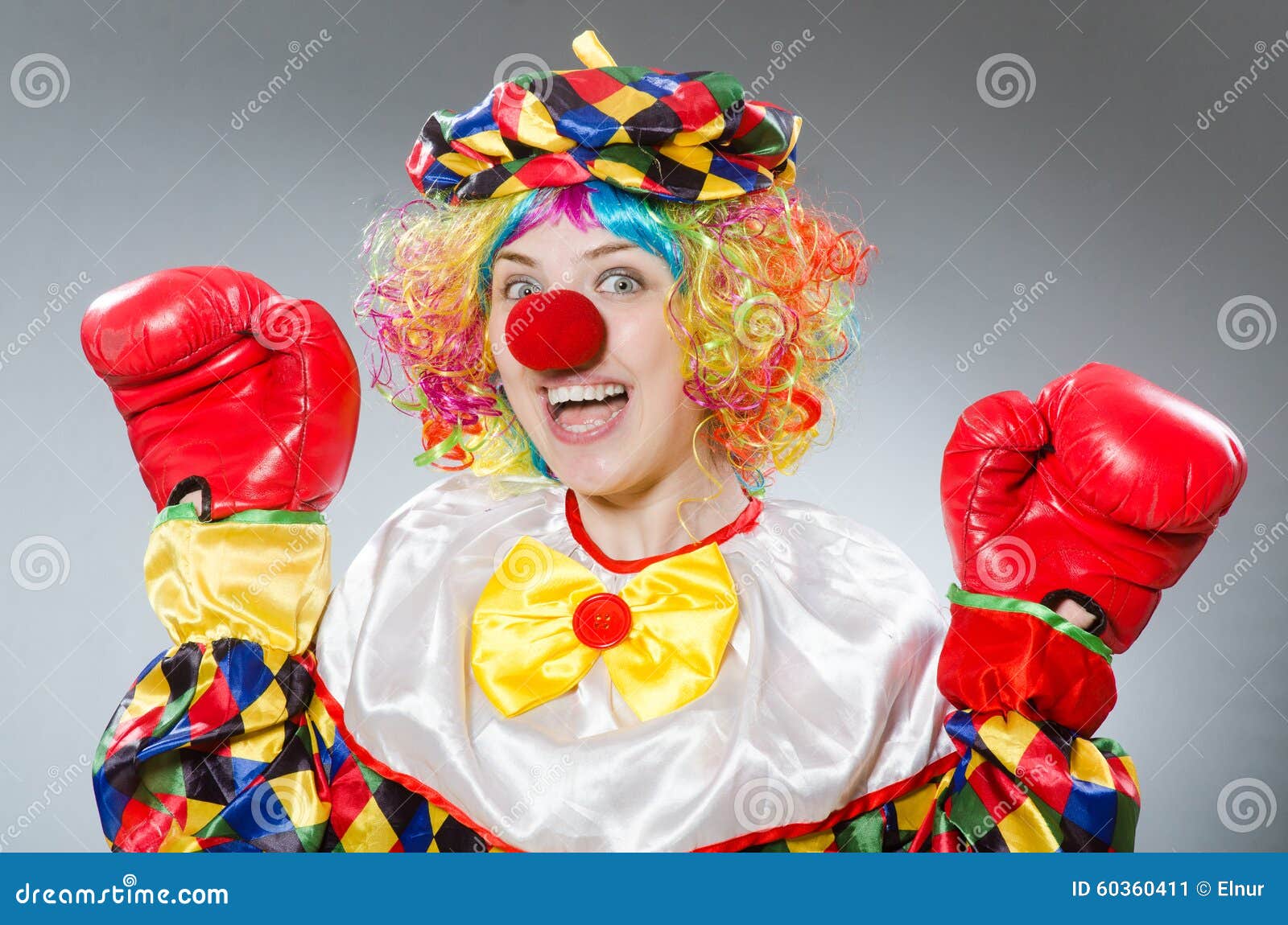 Clown with Boxing Gloves Isolated on White Stock Image - Image of fool ...