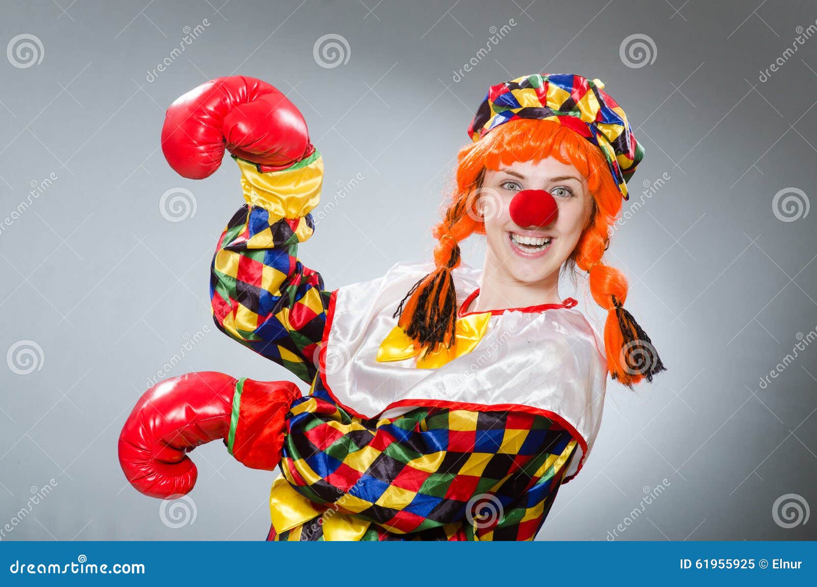 The Clown with Boxing Gloves Isolated on White Stock Image - Image of ...